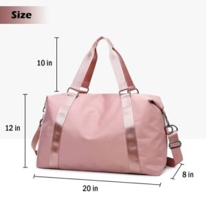 IMCUZUR Weekender Bag for Women and Men, Travel Duffel Bag, Gym Bag, Carry on Overnight Shoulder Bag, Travel Essentials Tote Bag (C-Pink-XL)