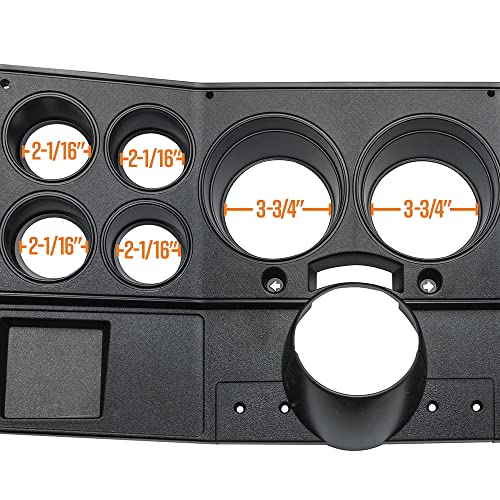 GlowShift 6 Gauge Cluster Dashboard Panel Pod Compatible with Chevrolet Chevy K5 Blazer 1973-1991 - Direct Fit - Factory Replacement - ABS Plastic - Mounts (4) 2-1/16" & (2) 3-3/4" Gauges