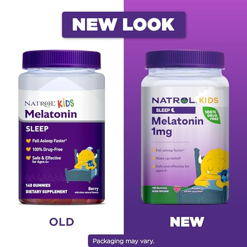 Natrol Kids Melatonin 1mg, Dietary Supplement for Restful Sleep, 140 Berry-Flavored Gummies, 140 Day Supply