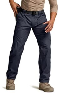 cqr men's tactical pants, water resistant ripstop cargo pants, lightweight edc work hiking pants, outdoor apparel, duratex police navy, 28w x 30l