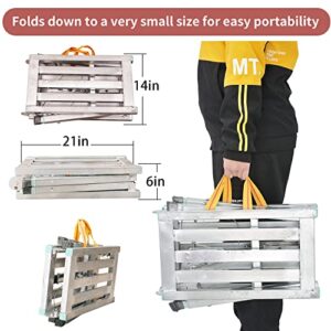 Adjustable Work Platform with 400 lb Duty Rating, Steel Step Ladder, Portable Folding Scaffolding Platform for RV Cleaning High Painting Walls, Drywall, Decorating (100 CM)