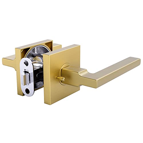 Avalon 0730 - Modern Gold/Satin Brass Door Handles Levers Hidden Screws Privacy/Passage in Brushed Gold/Satin Brass Finish