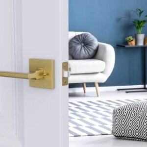 Avalon 0730 - Modern Gold/Satin Brass Door Handles Levers Hidden Screws Privacy/Passage in Brushed Gold/Satin Brass Finish