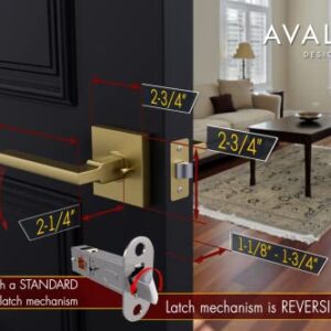 Avalon 0730 - Modern Gold/Satin Brass Door Handles Levers Hidden Screws Privacy/Passage in Brushed Gold/Satin Brass Finish