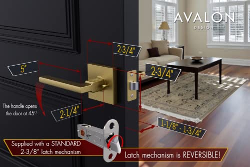 Avalon 0730 - Modern Gold/Satin Brass Door Handles Levers Hidden Screws Privacy/Passage in Brushed Gold/Satin Brass Finish