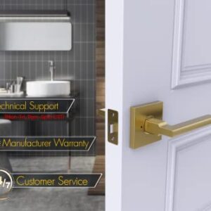 Avalon 0730 - Modern Gold/Satin Brass Door Handles Levers Hidden Screws Privacy/Passage in Brushed Gold/Satin Brass Finish