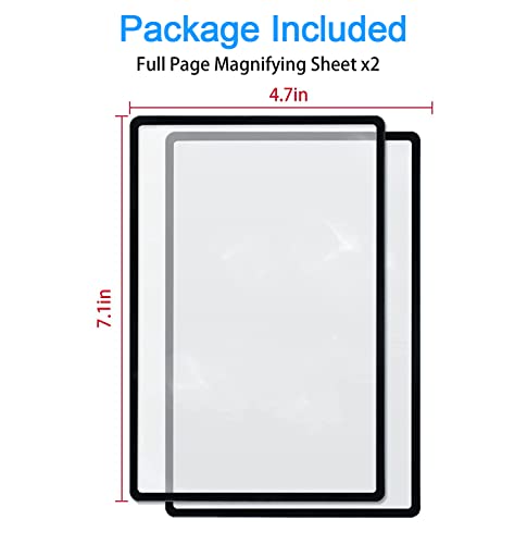 2 Pack Page Magnifying 3X Lens with 2 Bonus Bookmark Magnifiers - Perfect for Reading Small Prints, Close Work, Low Vision Aids,Ideal for Reading Small Prints & Low Vision Seniors