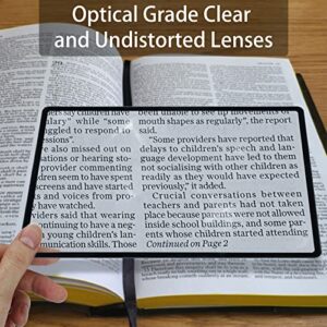 2 Pack Page Magnifying 3X Lens with 2 Bonus Bookmark Magnifiers - Perfect for Reading Small Prints, Close Work, Low Vision Aids,Ideal for Reading Small Prints & Low Vision Seniors