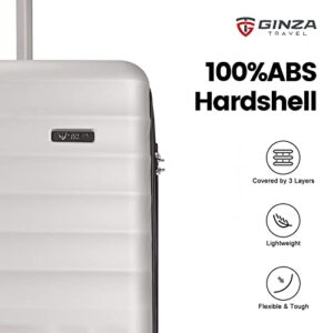 GinzaTravel Luggage Sets 3 Piece PC ABS Hardside Lightweight Suitcase with 4 Universal Wheels TSA Lock Carry On 20 25 29 InchGiant series-01 (Silver, 3-Piece Set(20"/25"/29"))