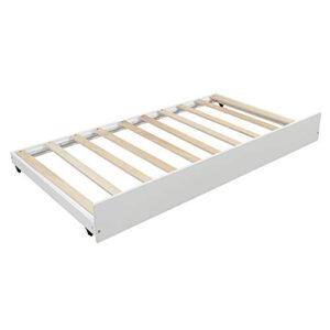 Lostcat Twin Size House Bed with Trundle, Solid Pine Wood Bed Frame and Roof Design, Can be Decorated, for Kids, Girls and Boys, No Box Spring Need, Easy to Assemble, White