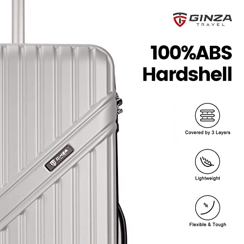 PRIMICIA GinzaTravel Luggage Sets 2 Piece Expandable Suitcases with Wheels PC+ABS Durable Hardside Luggage sets TSA lock (Silver, 2-Piece Set(20"/29"))