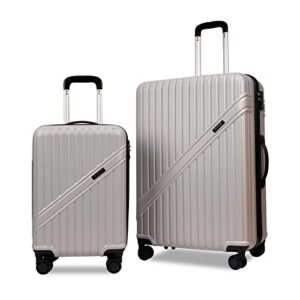 PRIMICIA GinzaTravel Luggage Sets 2 Piece Expandable Suitcases with Wheels PC+ABS Durable Hardside Luggage sets TSA lock (Silver, 2-Piece Set(20"/29"))