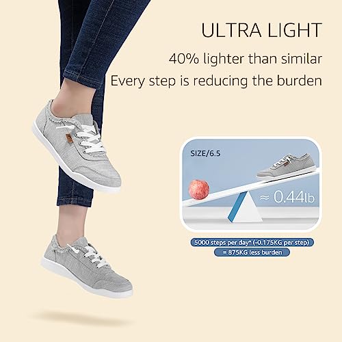 STQ Womens Slip On Sneakers Classic Low Top Canvas Shoes Casual Comfortable Walking Sneakers Light Grey Size 6