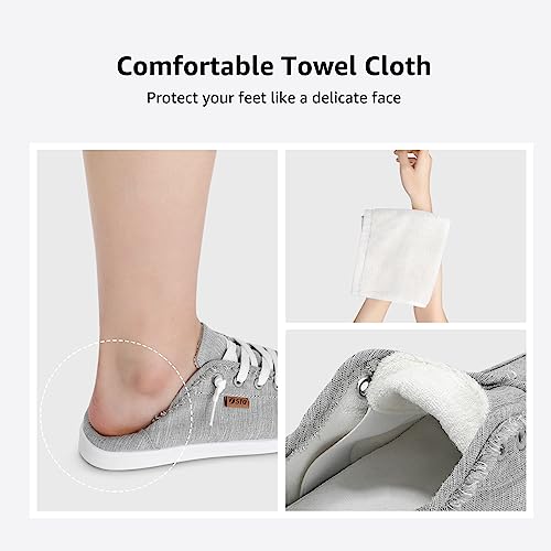 STQ Womens Slip On Sneakers Classic Low Top Canvas Shoes Casual Comfortable Walking Sneakers Light Grey Size 6