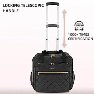 Ytonet Rolling Laptop Bag Women, Rolling Briefcase for Women, 17.3 Inch Laptop Bag with Wheels Rolling Computer Bag Laptop Case for Work Travel College Business Wife Mom Teacher, Black