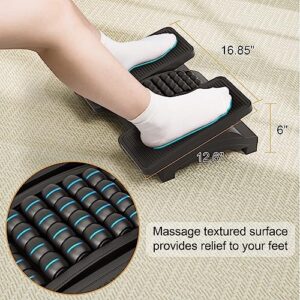 Auslar Foot Rest, Adjustable Ergonomic Foot Rest for Under Desk at Work with Massage Texture and Roller, 20 Degree Tilt Angle Adjustment Foot Stool for Office, Home