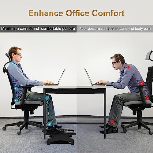 Auslar Foot Rest, Adjustable Ergonomic Foot Rest for Under Desk at Work with Massage Texture and Roller, 20 Degree Tilt Angle Adjustment Foot Stool for Office, Home