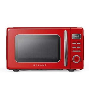 Galanz GLCMKZ07RDR07 Retro Countertop Microwave Oven.7 cu ft, Red & Galanz Retro Electric Kettle with Heat Resistant Handle and Cordless Pour, Automatic Shut-Off, 1.7 L, Red