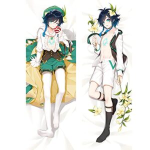 anime long pillow pola baru genshin impact wenti dakimakura sarung bantal memeluk tubuh beding cosplay bantal penutup hadiah bantal anime 59inches x 20inches(150cm x 50cm)