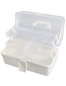 facikono craft tool box 3 layer storage box art craft box tackle box organizer hair supply organization box sewing box medication organizer white plastic tool box