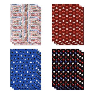 FIEHALA Football Wrapping Paper Sheets - Birthday Wrapping Paper For Boys Men - 12 Sheets Football Wrapping paper for Sport Lover - Pre cut & Folded Flat Design (20 inch × 28 inch per sheet)