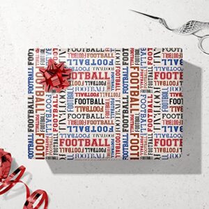 FIEHALA Football Wrapping Paper Sheets - Birthday Wrapping Paper For Boys Men - 12 Sheets Football Wrapping paper for Sport Lover - Pre cut & Folded Flat Design (20 inch × 28 inch per sheet)