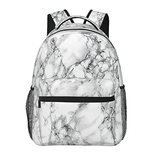 Fiokroo Black And White Marble Backpack School Bag For Students Teens Men Women Laptop Backpacks Travel Daypack Bag With Multiple Pockets