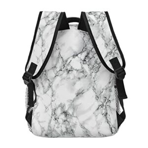 Fiokroo Black And White Marble Backpack School Bag For Students Teens Men Women Laptop Backpacks Travel Daypack Bag With Multiple Pockets