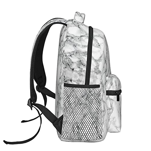 Fiokroo Black And White Marble Backpack School Bag For Students Teens Men Women Laptop Backpacks Travel Daypack Bag With Multiple Pockets