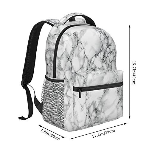 Fiokroo Black And White Marble Backpack School Bag For Students Teens Men Women Laptop Backpacks Travel Daypack Bag With Multiple Pockets