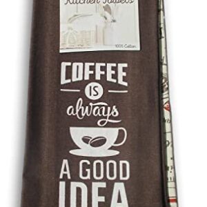 The Spring Shop Decorative 100% Cotton Kitchen Tea Towel Set - 2 Count - 15 x 25 Inches (Coffee is a Good Idea/Kitchen Details)