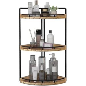 dorhors 3-tier corner bathroom organizer countertop for storage,counter tray and vanity organizer,wood counter organizer for kitchen,bathroom,dresser (rustic brown)