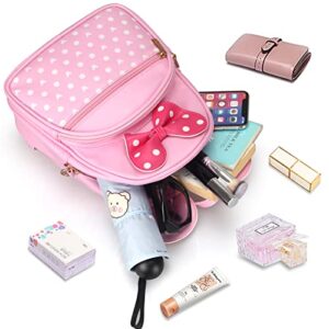 Dksyee Cute Little Girls Backpacks Mini Mouse Backpack Kids Backpack Small Backpack Purses Pink Leather Toddler Backpack Best Travel Bag Crossbody Purse Baby Backpack Preschool Backpack