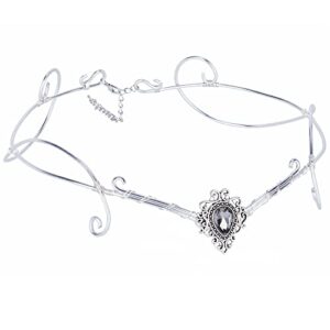 coteeza fairy handmade crown medieval circlet headband silver v-shaped princess headpiece for women cosplay renaissance tiara viking hair accessory for wedding carnival birthday