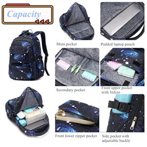 3Pcs Galaxy Childrens Backpacks for Boys, Capacity Elementary Primary School Bags Bookbags for Kids, with Insulated Lunch Bag