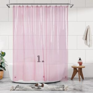 shower curtain liner - premium clear pink peva shower liner with 3 magnets and metal grommets, waterproof lightweight plastic standard size shower curtains for bathroom - translucent pink