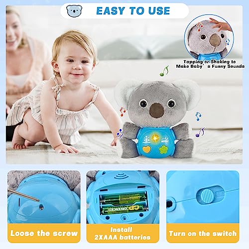 JoyGrow 3 in 1 Koala Plush Baby Musical Toy Baby Musical Animal Toys Star Projector Light Up Baby Toys Filled Animal Gift for Girls Boys Sensory Development Toddlers 0-36 Months Infant Newborn Toy