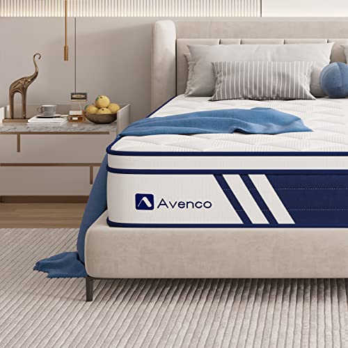 Avenco King Size Mattresses 10 Inch King Hybrid Mattress in a Box with Gel Memory Foam and Individually Pocket Coils for King Size Bed, Motion Isolation, CertiPUR-US Certified