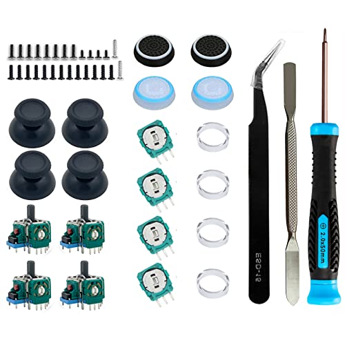 Onyehn 4pcs 3D Joystick Replacement Repair Kit for PS5 Controllers(with Screwdriver Repair Parts),3D Joystick Module Parts Compatible with Playstation 5 DualSense Controller