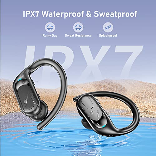 Falebare Headphones Wireless Bluetooth Earbuds 150Hrs Playtime with 2800 mAh LED Display Charging Case Over-Ear Buds with IPX7 Waterproof Earhooks Headset for Sports Running Workout Gym Black