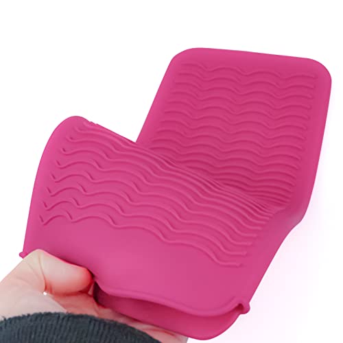 1Pack Silicone Heat Resistant Mat Pouch for Hair Straightener, Curling Iron, Flat Iron and Hot Hair Tools Pink