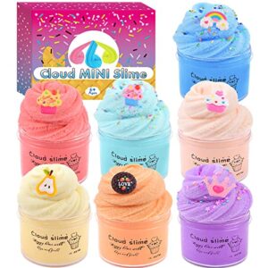 7 pack cloud slime kit, scented slime stress relief toy for girls and boys, soft and non-sticky, party gift and birthday gift, kid play education fun toys