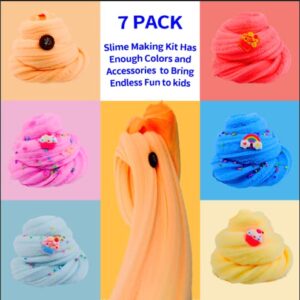 7 Pack Cloud Slime Kit, Scented Slime Stress Relief Toy for Girls and Boys, Soft and Non-Sticky, Party Gift and Birthday Gift, Kid Play Education Fun Toys