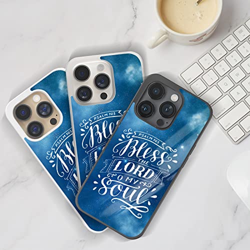 Bible Verses Quotes Phone Cases Bless God Blue Suitable for iPhone 11 12 13 14 Pro Max Plus Mini X 7 8 SE | Samsung Note 7 8 9 10 20 S21 S22 S23 Ultra Plus | Moto G Stylus | Pixel 4a 5XL 6 7 (White)