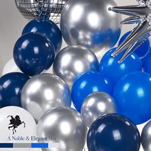 Navy Royal blue and Silver white balloon kit for Graduation birthday party decorations class of 2023 Grad congratulations Prom party Grad ceremony decor