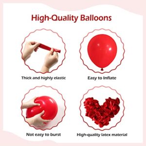 FOTIOMRG 110pcs Red Balloon Garland Arch Kit, 18 12 10 5 inch Red Latex Balloons Different Sizes Pack for Birthday Graduation Baby Shower Valentines Christmas Wedding Party Decorations