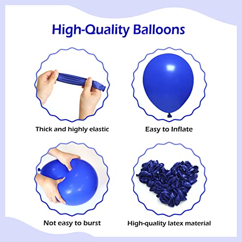 FOTIOMRG 110pcs Royal Blue Balloon Garland Arch Kit, 18 12 10 5 inch Royal Blue Latex Balloons Different Sizes Pack for Birthday Graduation Baby Shower Baseball Nautical Wedding Party Decorations