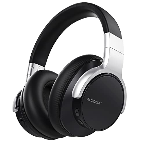 AUSDOM E7 Noise Cancelling Headphones: Wireless Bluetooth Over Ear ANC Headphones with Microphone, 50H Playtime, Hi-Fi Sound, Deep Bass, Comfortable Earpads for Travel Work Home Office