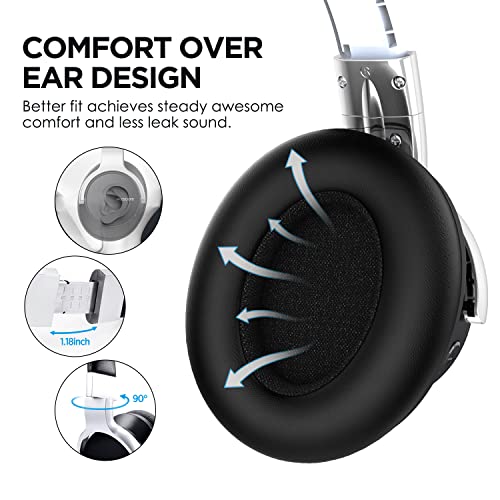 AUSDOM E7 Noise Cancelling Headphones: Wireless Bluetooth Over Ear ANC Headphones with Microphone, 50H Playtime, Hi-Fi Sound, Deep Bass, Comfortable Earpads for Travel Work Home Office