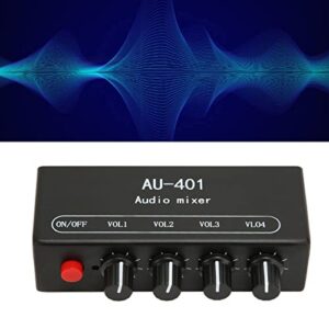 Audio Mixer, DC 5V to 12V, 4 Channel Stereo DJ Mixer with 3.5mm Sound Cable, Independent Volume Control, Mini Sound Mixer for Headphone Amplifier PC